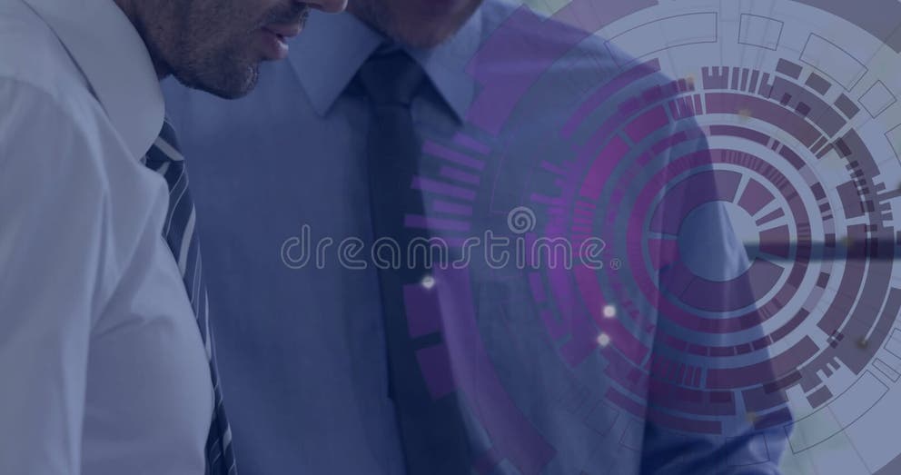 In Office, Business Professionals Discussing Using Digital Data Image ...