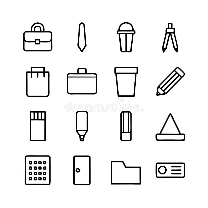 Office and Business Tools Icons Vector Set in Outline Style for ...