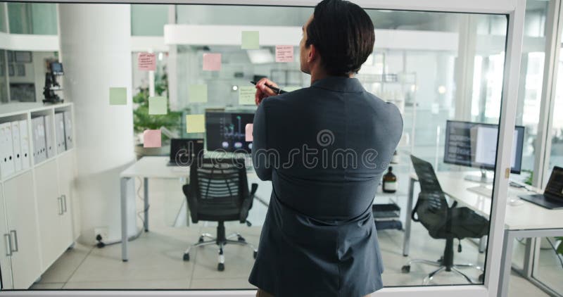 Office, Businessman and Planning with Sticky Note for Thinking ...