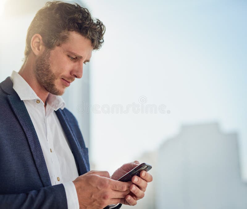 Office, Businessman and Scroll with Smartphone for Information ...