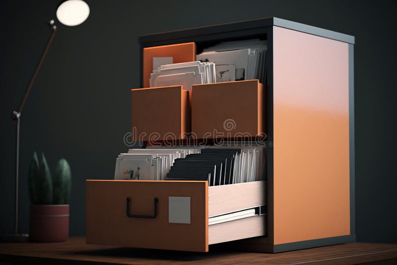 Office Cabinet Storage with Documents, Illustration Generative AI Stock ...