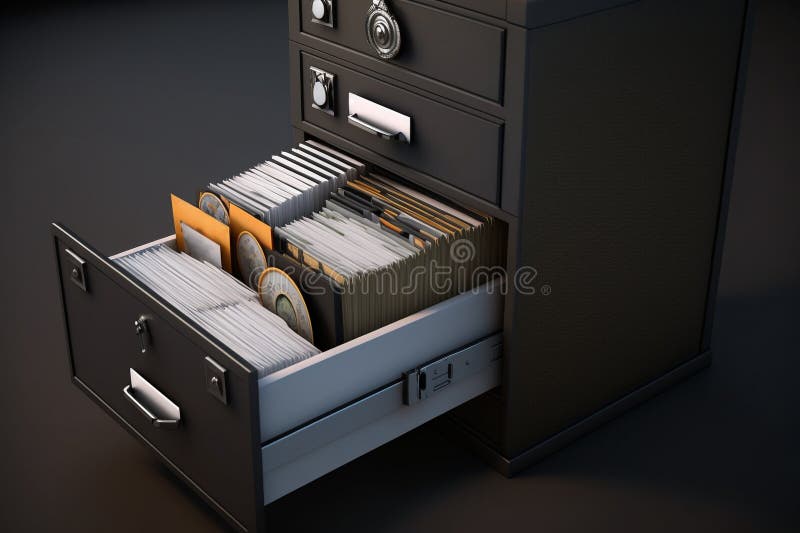 Office Cabinet Storage with Documents, Illustration Generative AI Stock ...