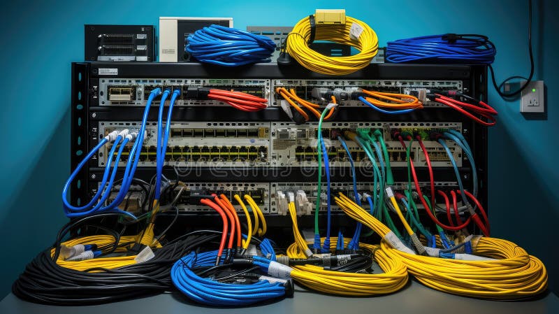 Office cabling data stock illustration. Illustration of setup - 375588123