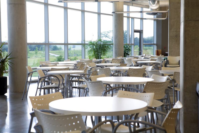 Office Cafeteria with Centered Table. Stock Image - Image of office ...