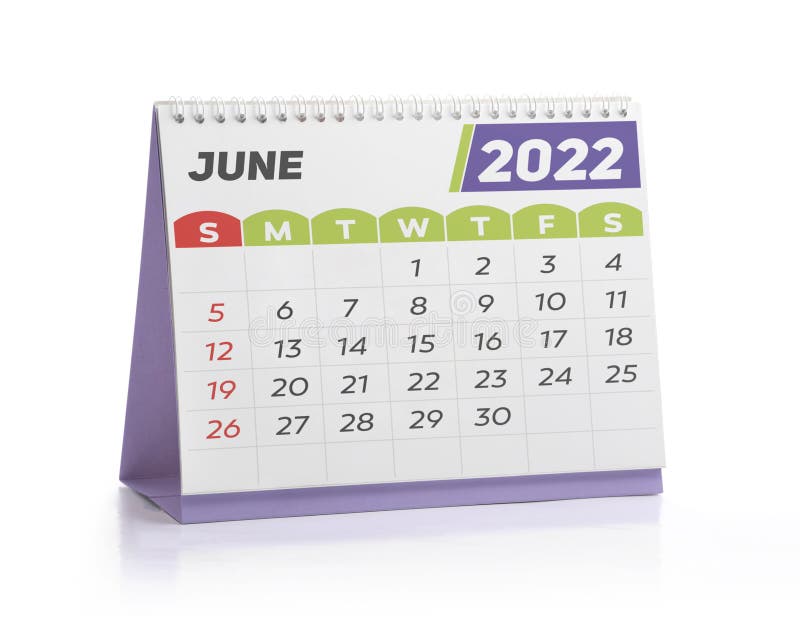 Office Calendar 2022 June stock image. Image of numbers - 237329615