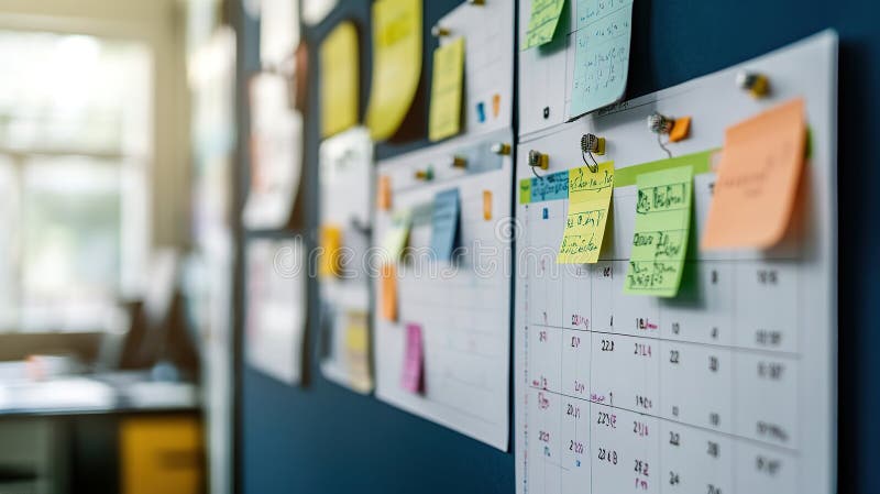 Office Calendar with Sticky Notes and Reminders Stock Image - Image of ...