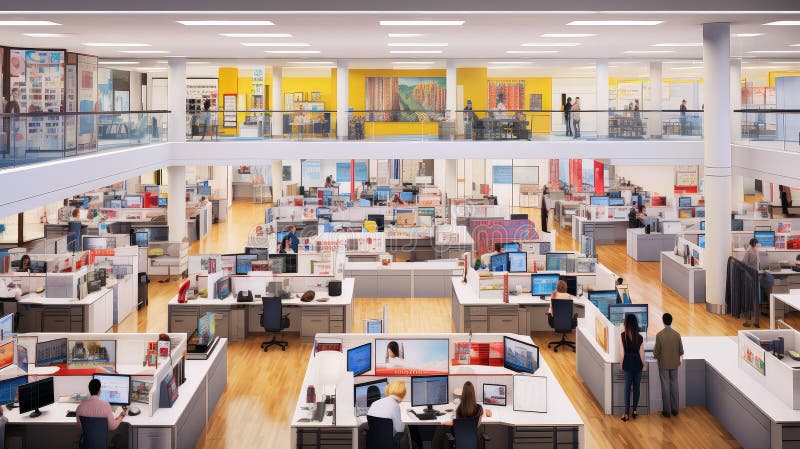 Office Call Center Building Stock Illustration - Illustration of ...