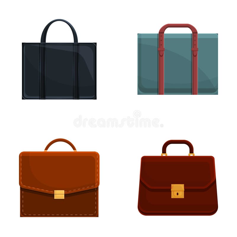 Office Case Icons Set Cartoon Vector. Various Leather Briefcase for ...