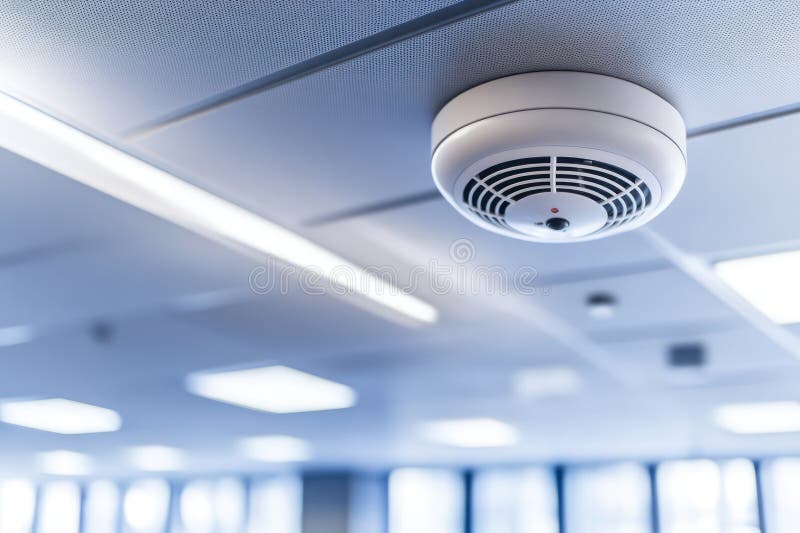 Office Ceiling Smoke Detector Safety Stock Illustration - Illustration ...