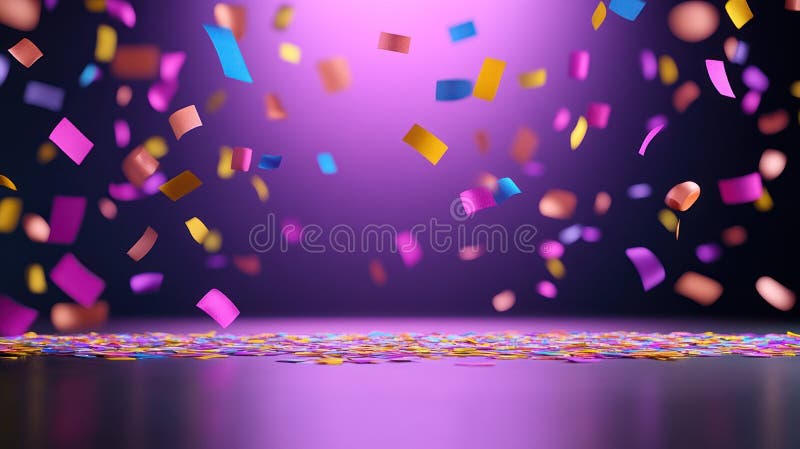 Office Celebration with Colorful Confetti and Cheering Crowd in the ...