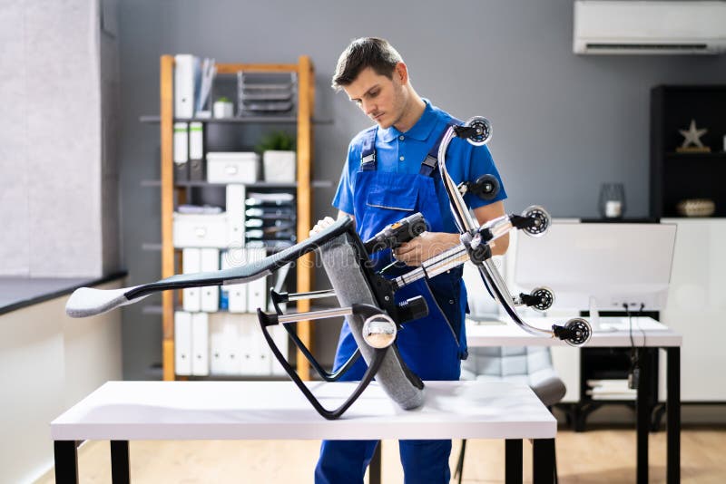 Office Chair Assembling and Repair Stock Image - Image of installing ...