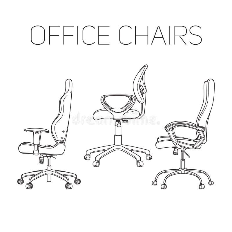 Office Chair Drawn in a Schematic Style Stock Vector - Illustration of ...