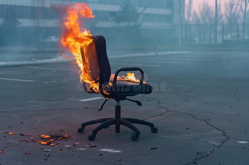 Office Chair on Fire in an Empty Parking Lot Stock Image - Image of ...
