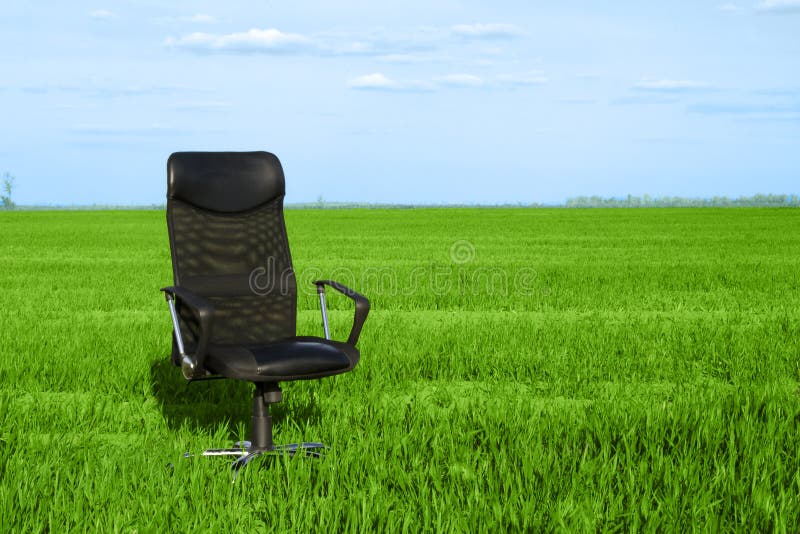 Office Chair in a Green Grass Stock Photo - Image of outdoor, green ...