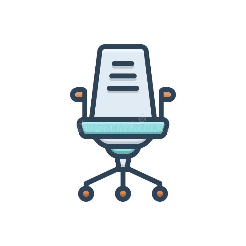 Color Illustration Icon for Office Chair, Back Support and Rolling ...