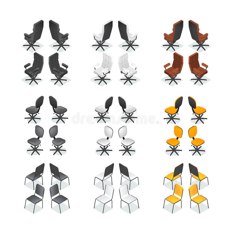 Office Chair Icon Set stock vector. Illustration of furniture - 210798346