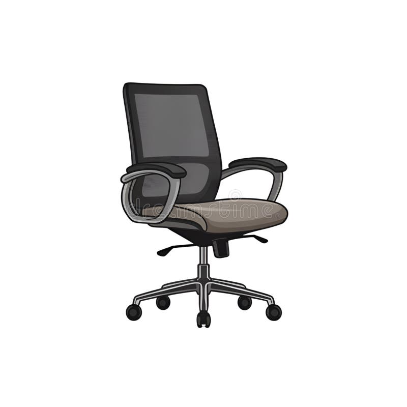 Office Chair Illustration with Armrests and Adjustable Height on White ...