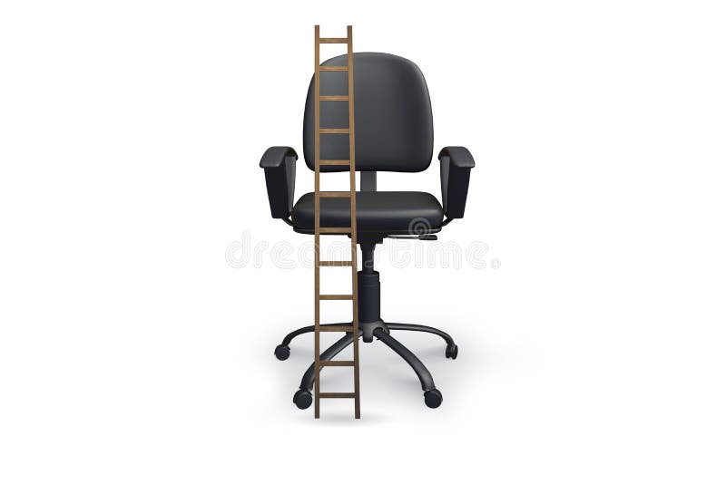 Office Chair with Ladder in Career Concept Stock Image - Image of ...