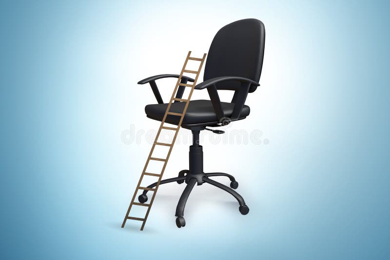 Office Chair with Ladder in Career Concept Stock Photo - Image of ...