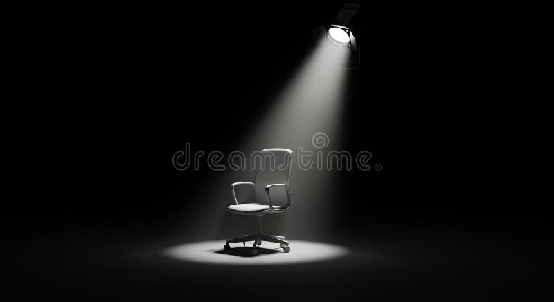 Office Chair Spotlighted in Dark Room for Job Opportunity Stock ...