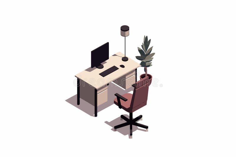 Office Chair and Table Isolated Vector Style Illustration Stock Photo ...