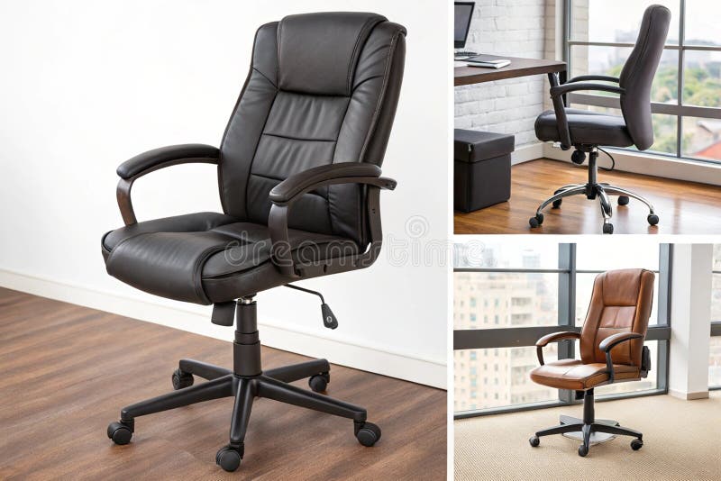 Office Chair in Various Points of View in Flat Style Stock Illustration ...