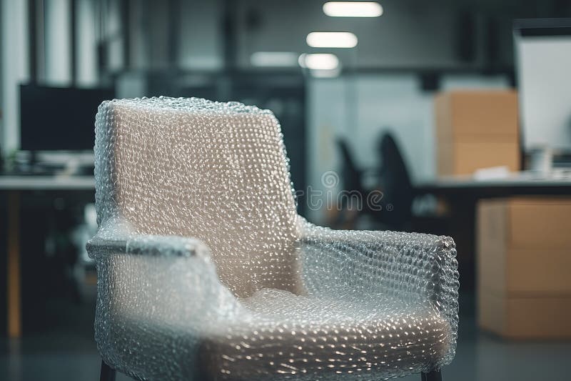 Office Chair Wrapped in Bubble Wrap for Playful Workplace Prank in ...