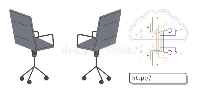 Office Chairs, Cloud Computing Network, and URL Bar Representing ...