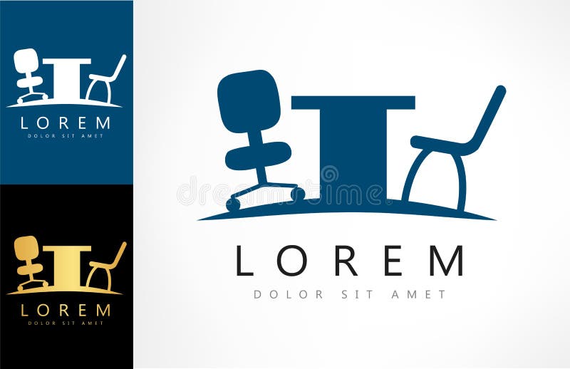 Office Chairs and Table Logo Vector Stock Vector - Illustration of ...