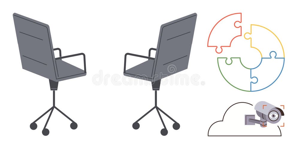 Office Chairs with Puzzle Diagram and Cloud-Based Security Camera for ...
