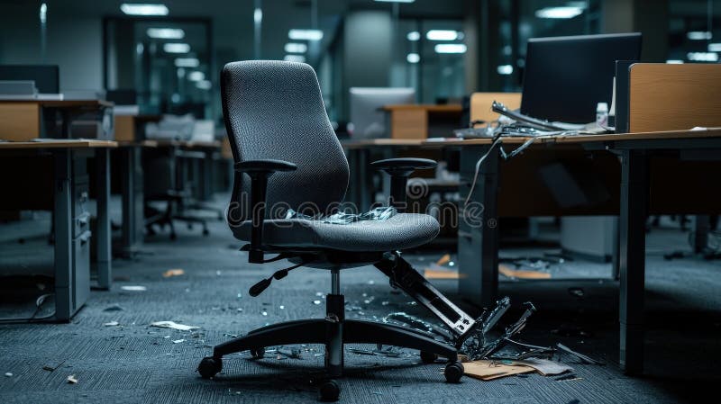 Office Chaos Abandoned Workspace with Broken Chair Urban Setting ...