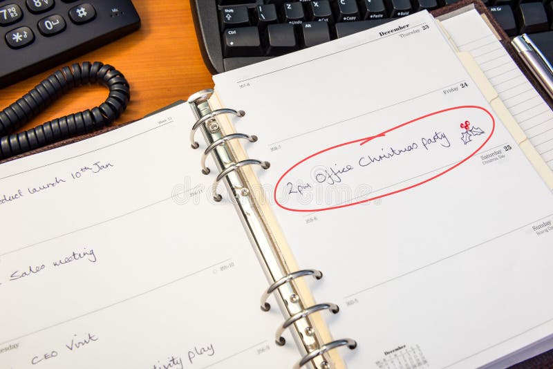 Office Christmas Party Diary Stock Image - Image of calendar, work ...