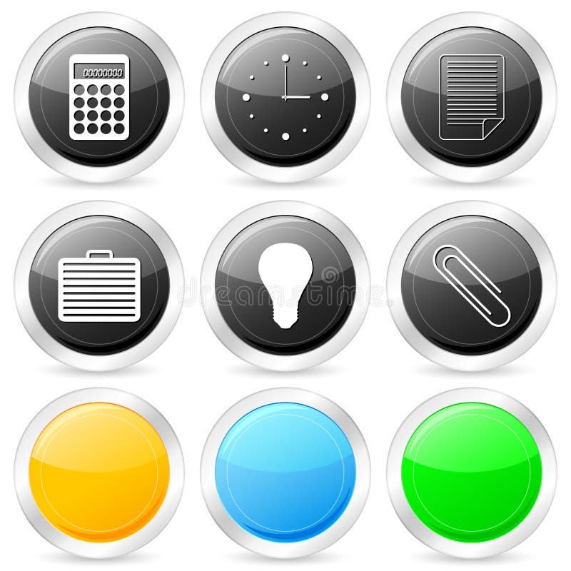 Office circle icon set stock vector. Illustration of business - 11836771