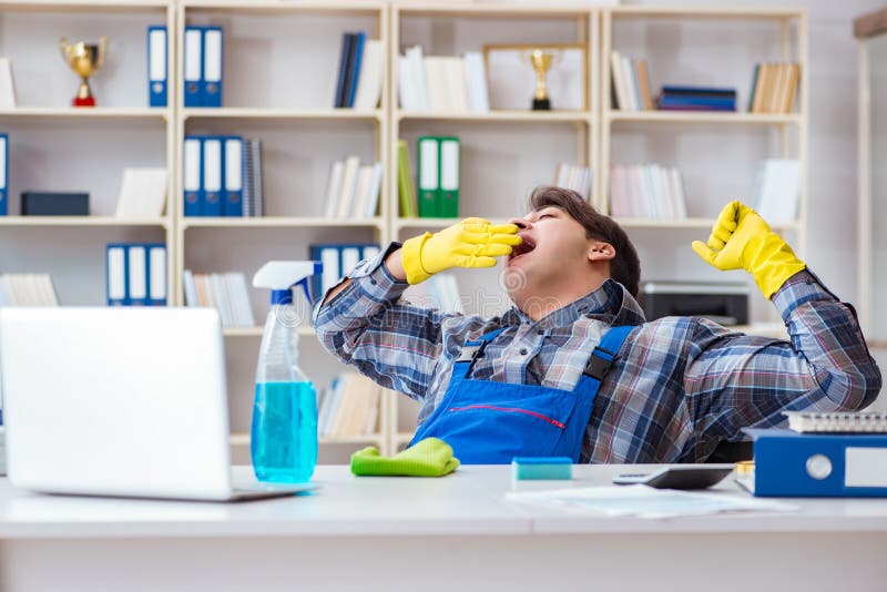 The Office Cleaner Working in the Office Stock Photo - Image of enjoy ...