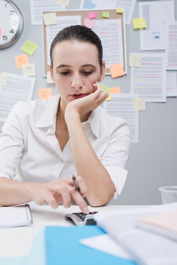 Office Clerk Using Calculator Stock Image - Image of occupation, chin ...