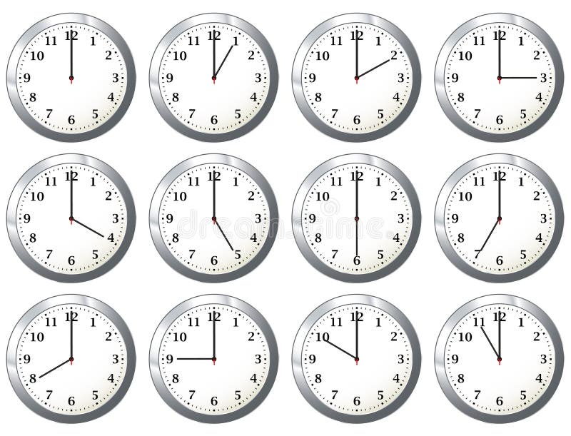 Office clock all times stock illustration. Illustration of surround ...