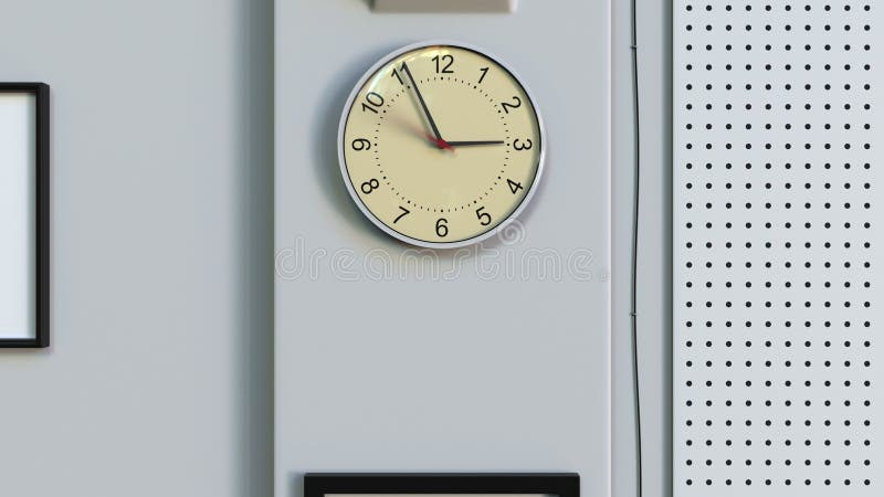 Office Clock on the Wall. 3D Rendering Stock Illustration ...