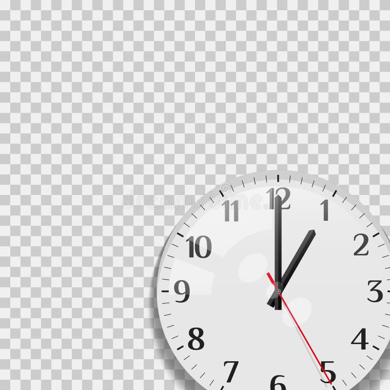 Office Clockface with Shadow on a Plaid Transparent Background. Vector ...