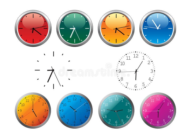 Clock Faces Different Design Circle and Arrows Numbers Index Watch ...
