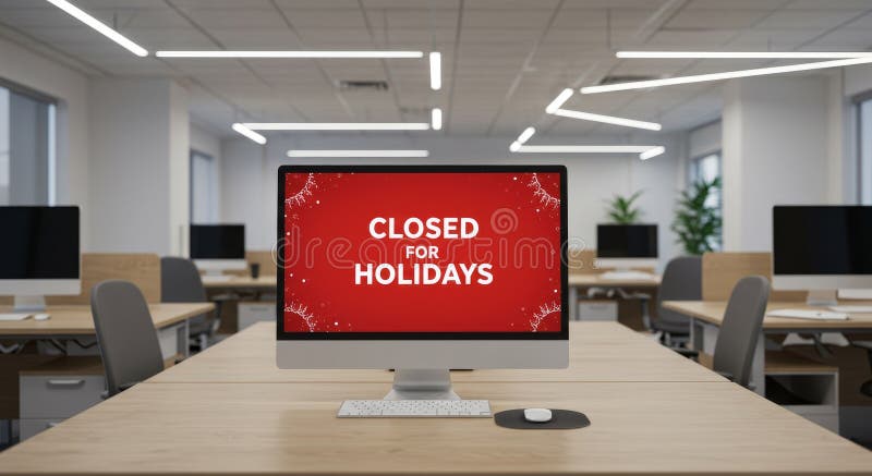 Office Closed for Holidays Empty Office Space with a Computer ...
