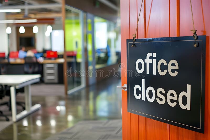 Office Closed Sign on Door, Indicating Temporary Workplace Closure ...