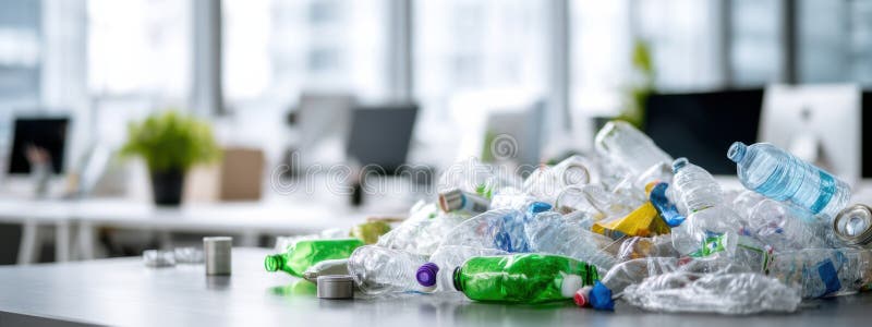 Office Clutter Illustrated by a Pile of Plastic Bottles and Containers ...