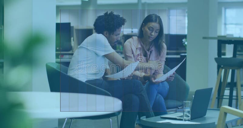 In Office, Colleagues Discussing Documents and Planning Animation ...