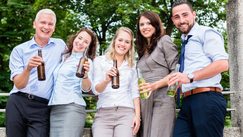 Office Colleagues Drinking Beer after Work Stock Image - Image of ...