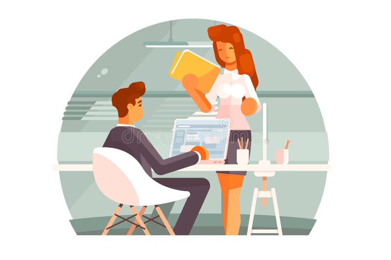 Office Colleagues Interaction Stock Vector - Illustration of work ...