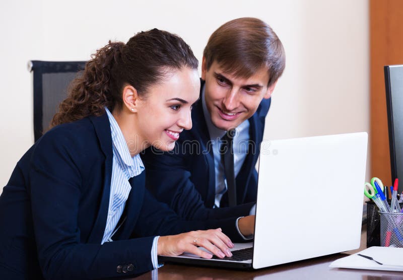 Office Colleagues Successfully Working Together Stock Photo - Image of ...