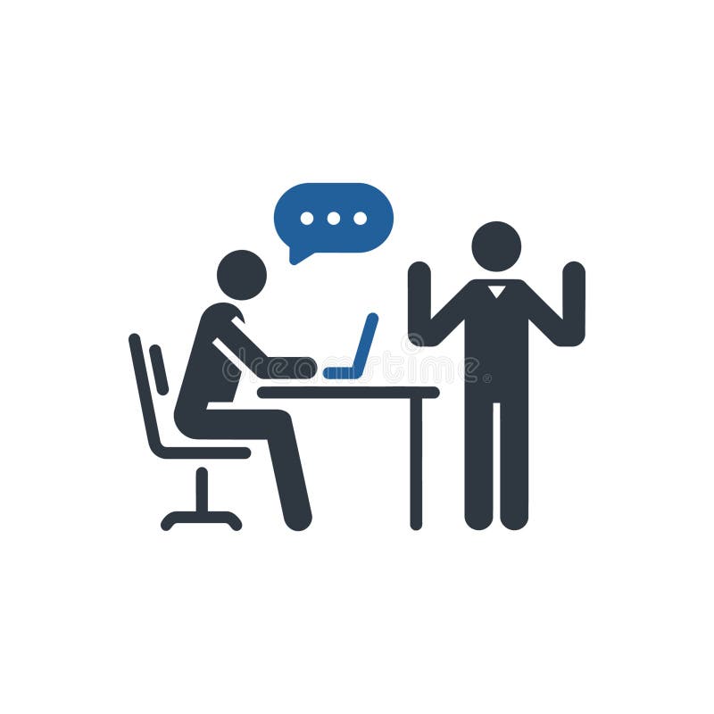 Office Communication at Desk Icon Stock Vector - Illustration of people ...