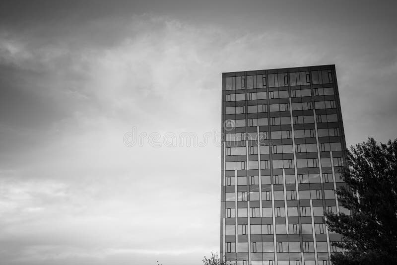 Office Complex of High-rise Buildings. Black and White. Stock Image ...