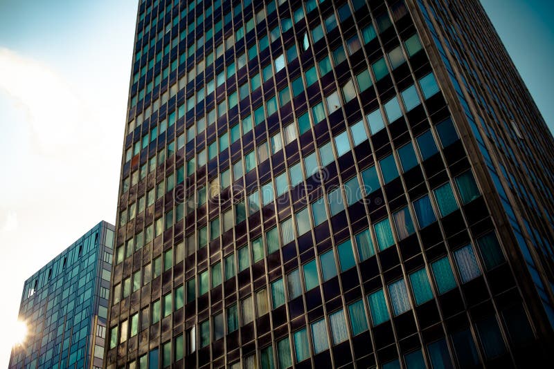 Office Complex of High-rise Buildings. Sunset. Stock Photo - Image of ...