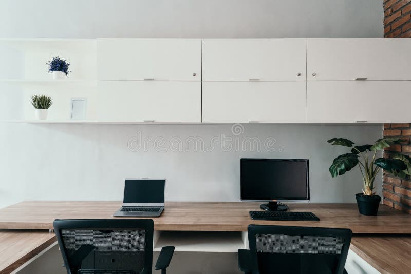 Office Computer in Clean and Neat Workspace Stock Photo - Image of ...